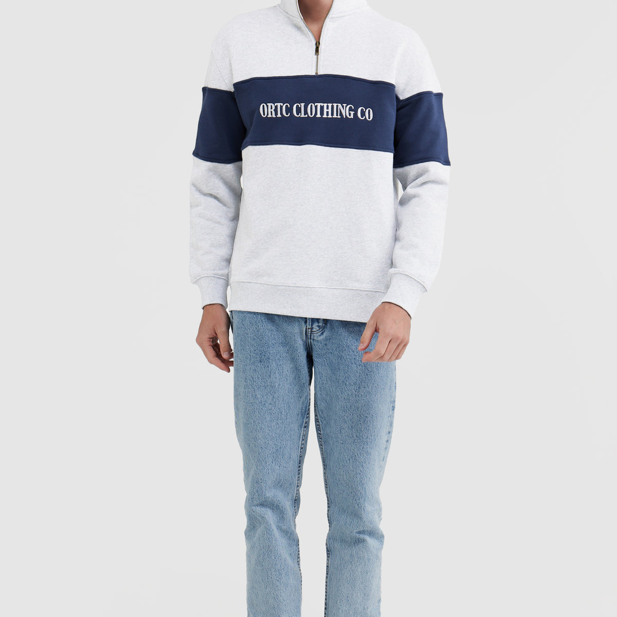 ORTC Men's Classic Logo Quarter Zip White Marle – ORTC Clothing Co