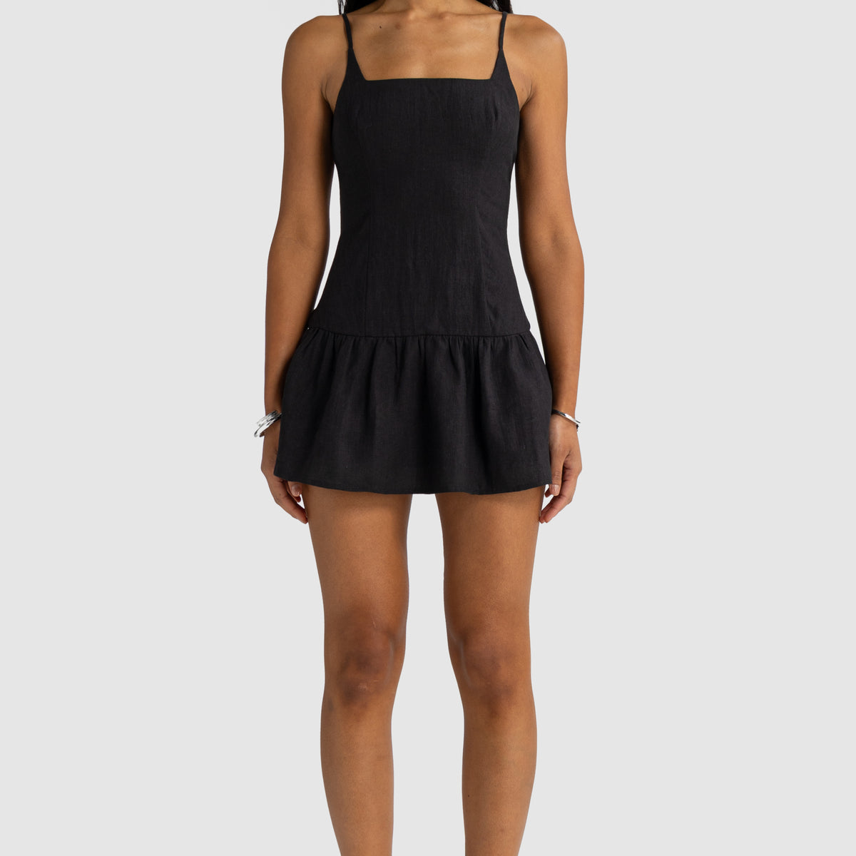 ORTC Women's Celine Linen Mini Dress Black – ORTC Clothing Co