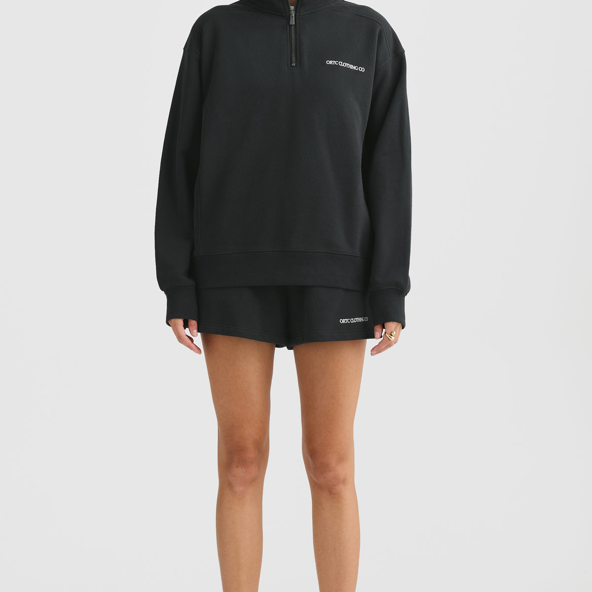 Lena Quarter Zip Washed Black – ORTC Clothing Co