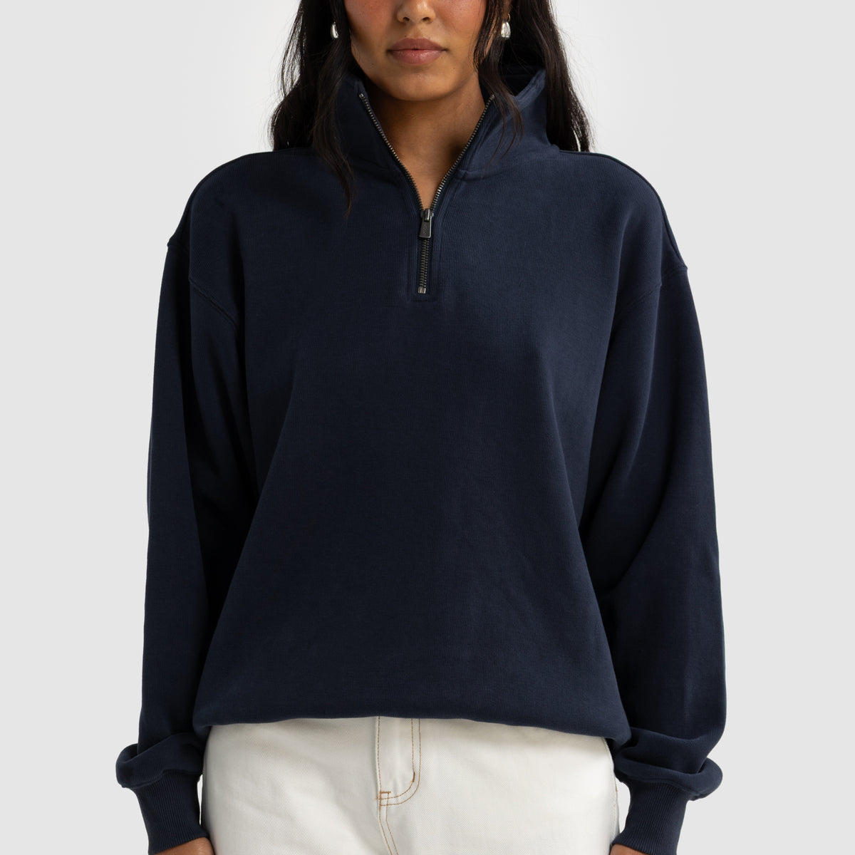 ORTC Women's Ava Ribbed Quarter Zip Navy – ORTC Clothing Co