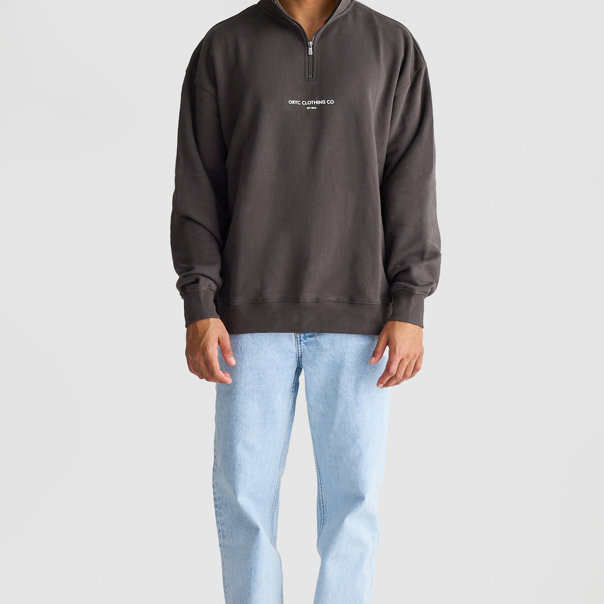 ORTC Men's Logo Quarter Zip Charcoal – ORTC Clothing Co