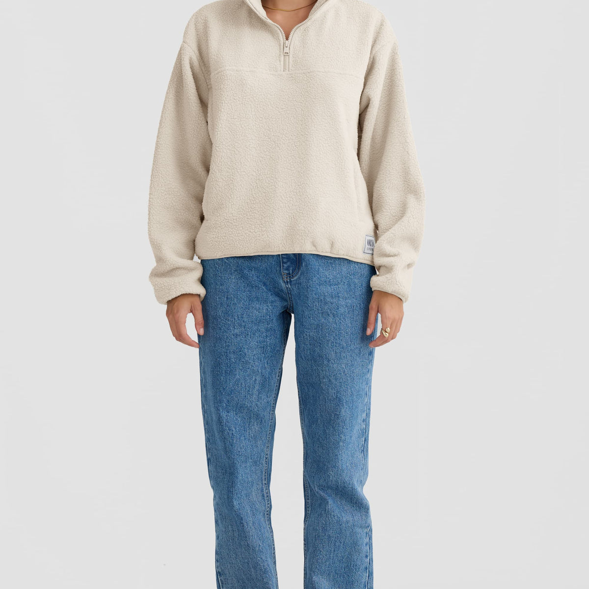 Sherpa Fleece Quarter Zip Natural – ORTC Clothing Co