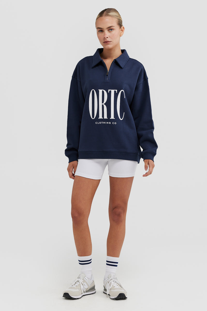Spencer Logo Quarter Zip Navy – ORTC Clothing Co